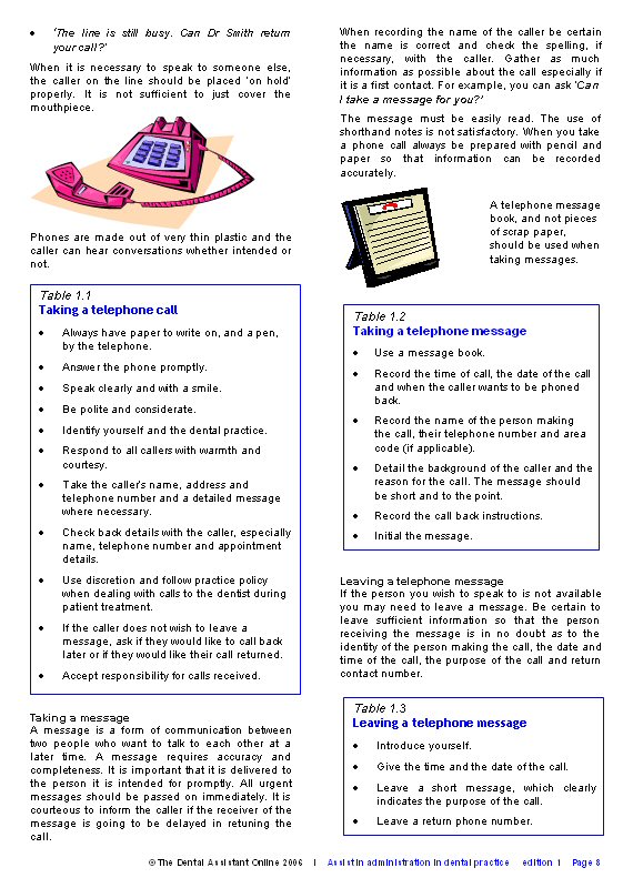 Sample page from the learner guide Assist with Administration in Dental ...